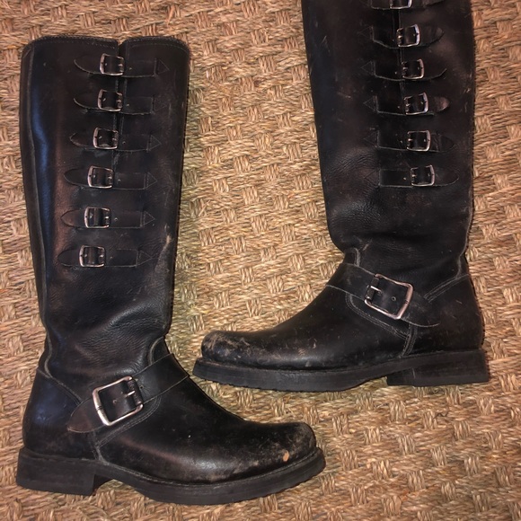 Frye | Shoes | Frye Veronica Buckle Black Boots Size 5 | Poshmark